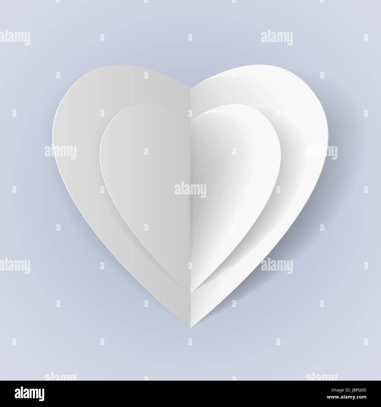 Two white folded paper hearts for romantic design Stock Photo - Alamy