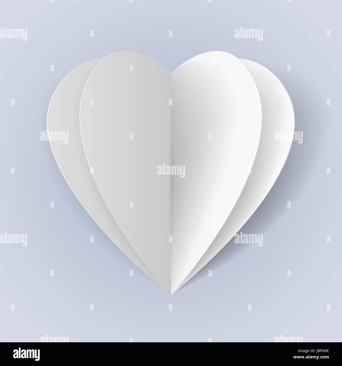 Two folded white paper hearts for romantic design Stock Photo - Alamy