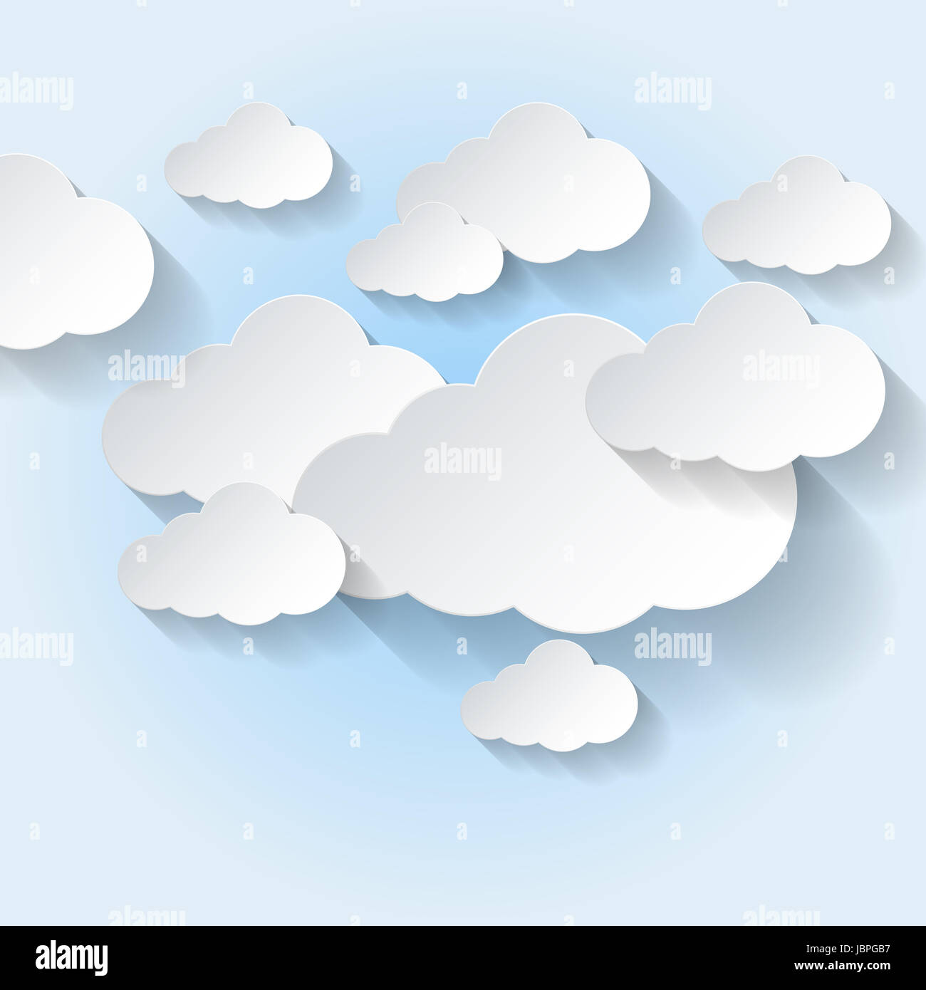 Paper clouds on light blue sky background. Cloud computing Stock Photo ...
