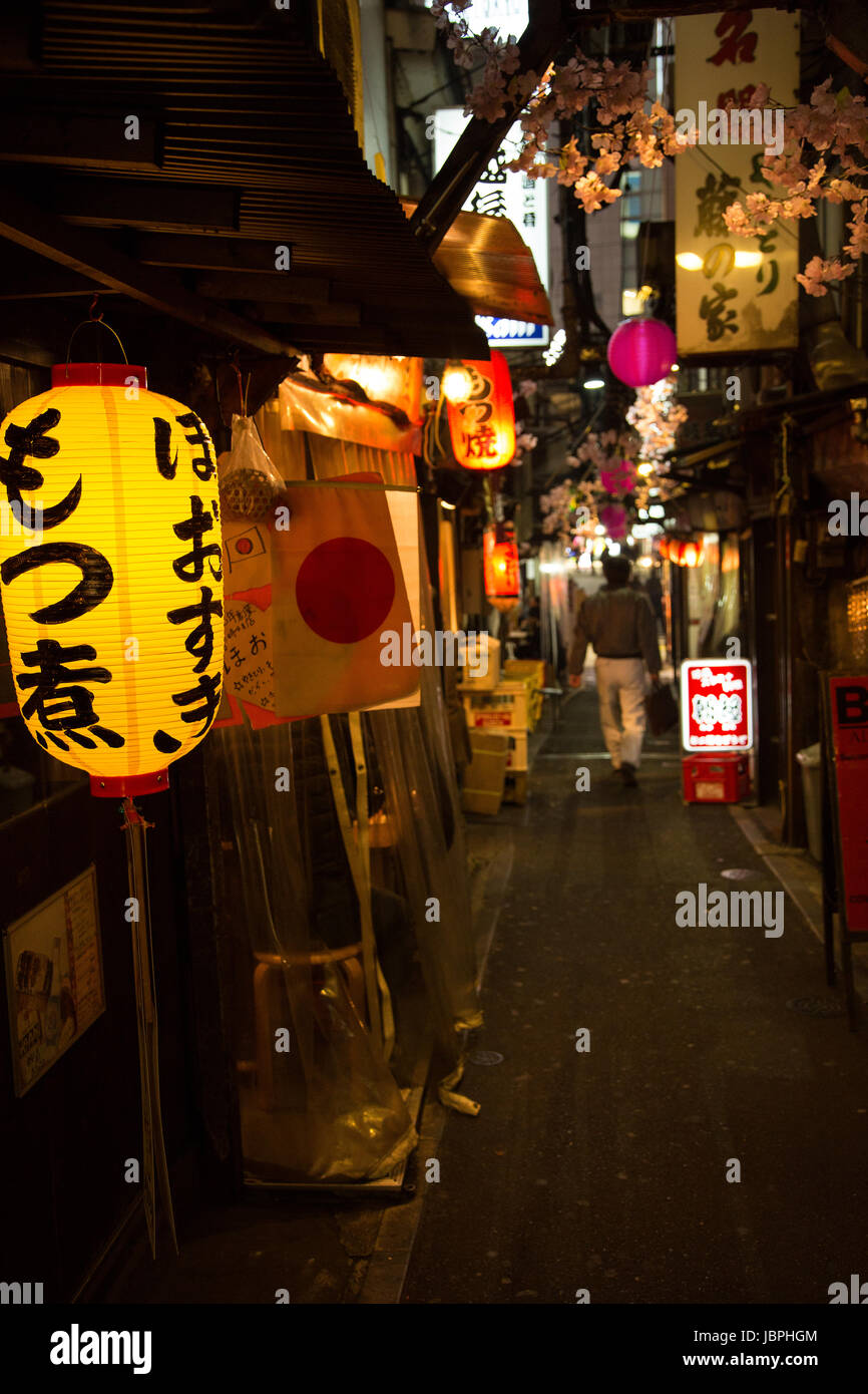 A narrow alley of izakayas in Tokyo, Japan Stock Photo - Alamy