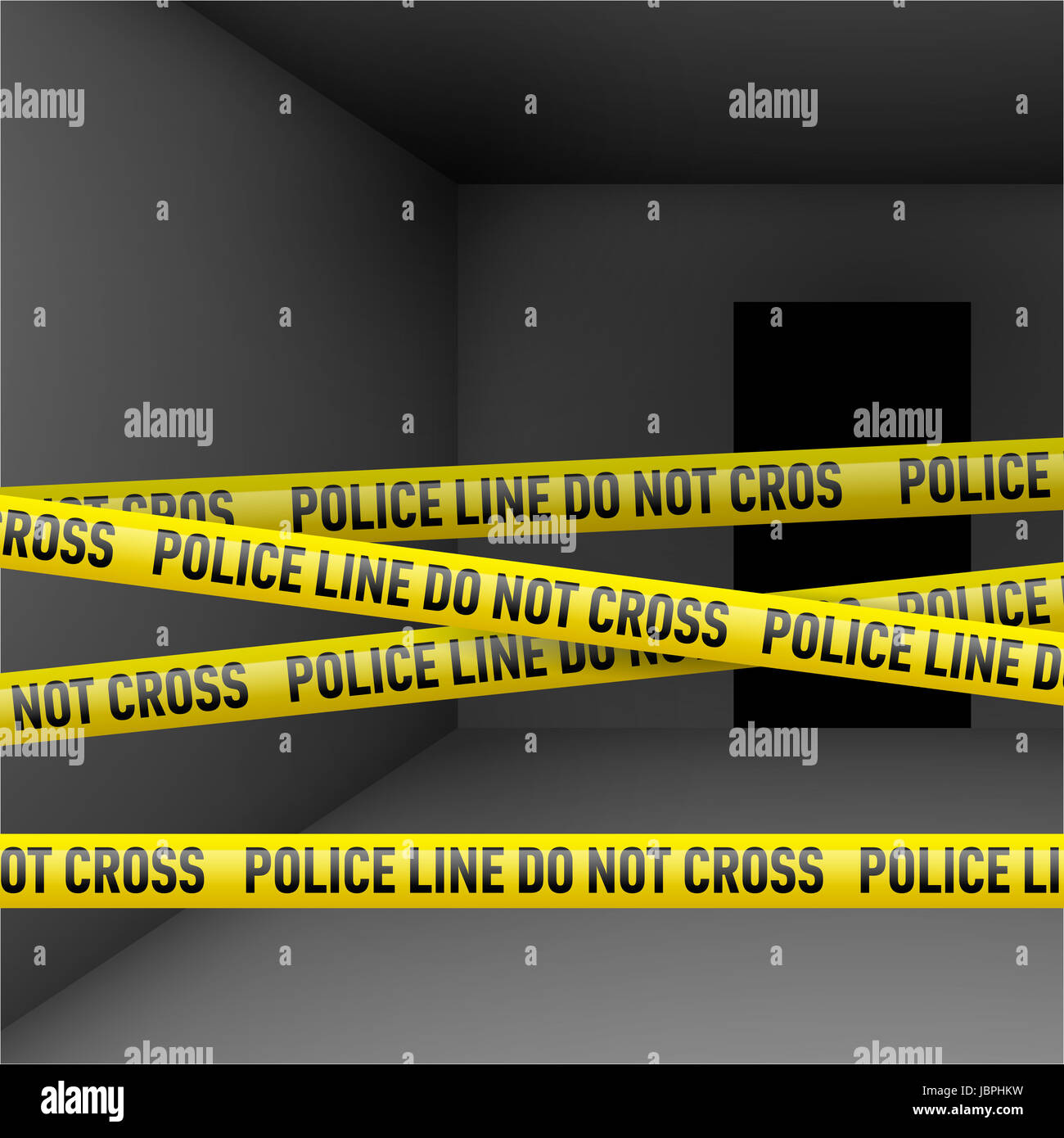 Dark room with police danger tape. Crime or emergency scene Stock Photo ...