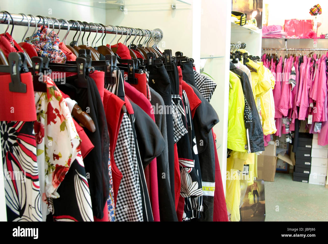 belts and upper clothes in shop Stock Photo - Alamy
