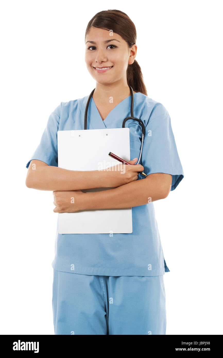 Stock image of female healthcare worker isolated on white background ...