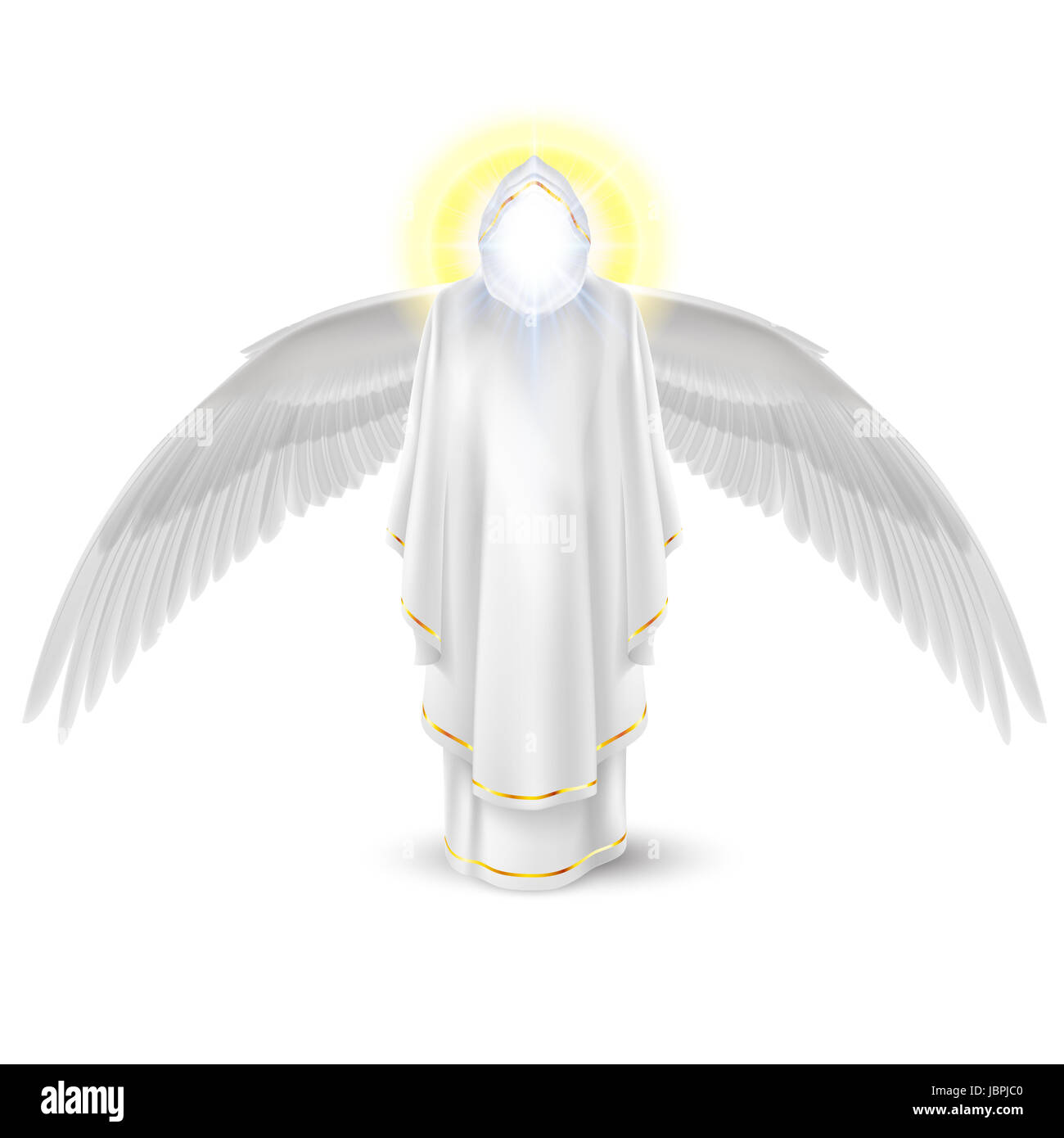 Gods guardian angel in white with wings down. Archangels image ...