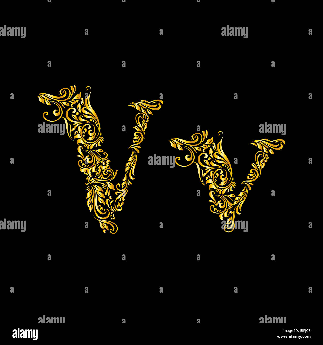 Richly decorated letter 'v' in upper and lower case Stock Photo - Alamy