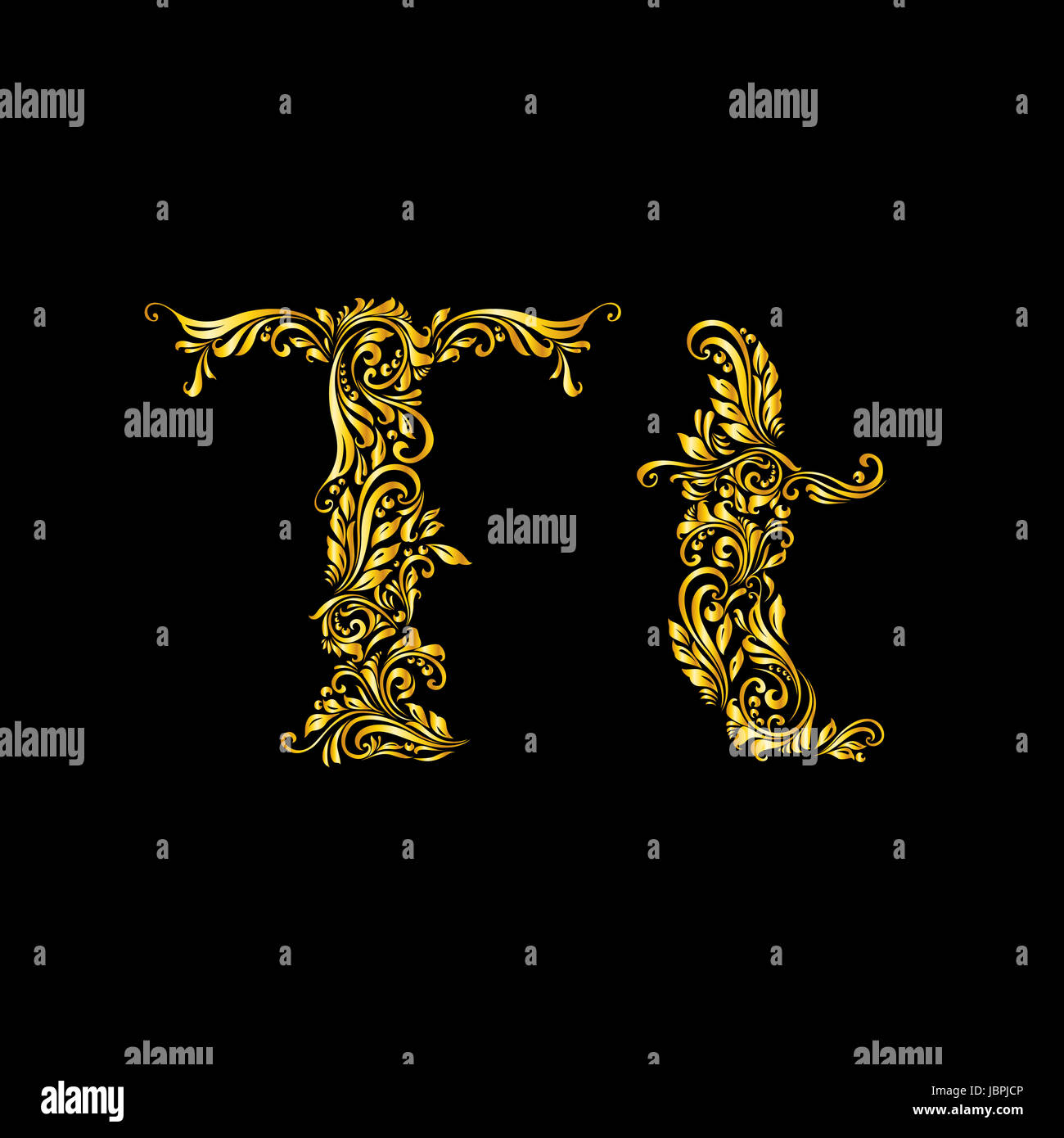 Richly decorated letter 't' in upper and lower case Stock Photo - Alamy