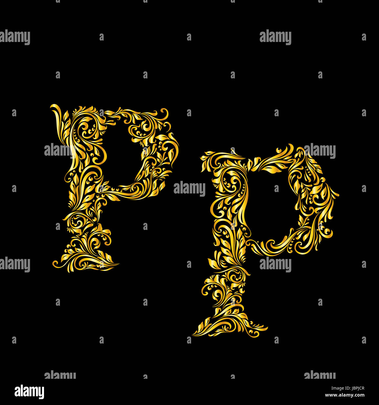 Richly decorated letter 'p' in upper and lower case Stock Photo - Alamy