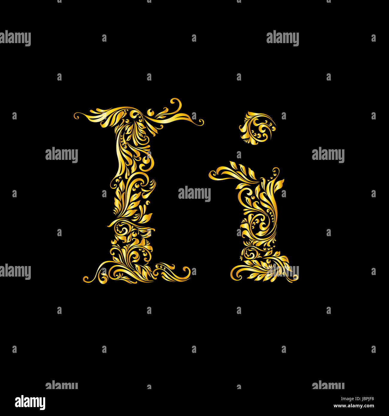 Richly decorated letter 'i' in upper and lower case Stock Photo - Alamy