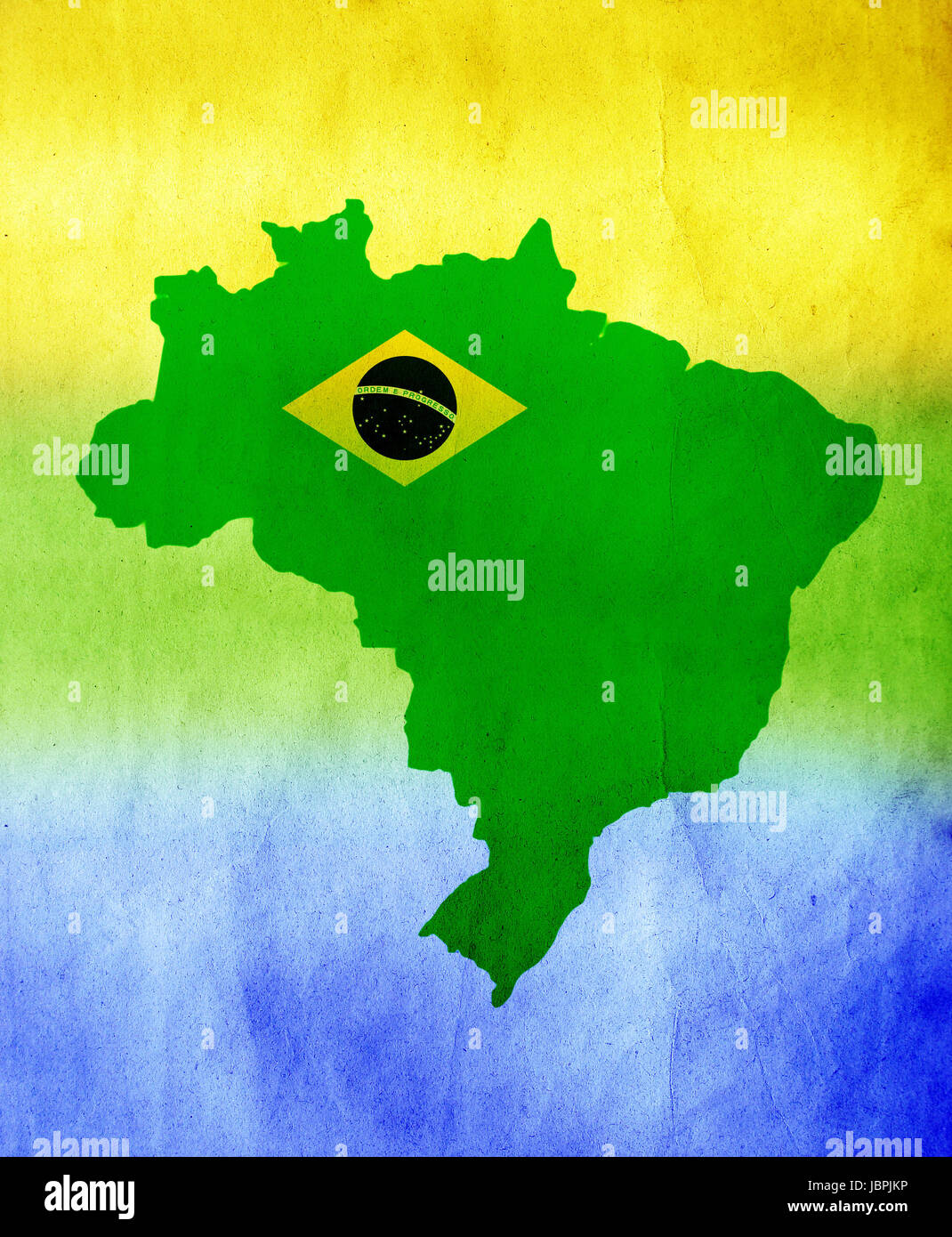 Vintage photo- Brazil map and the colors of the Brazil flag Stock Photo ...