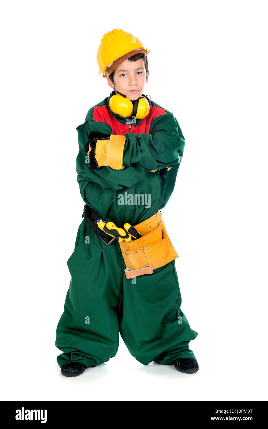 Young boy in construction gear Stock Photo - Alamy