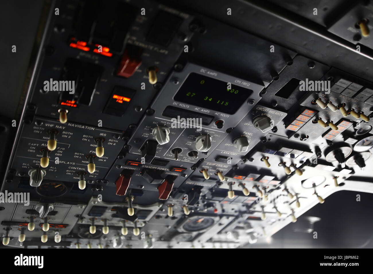 The pilots' control panel inside a passenger airplane Stock Photo - Alamy