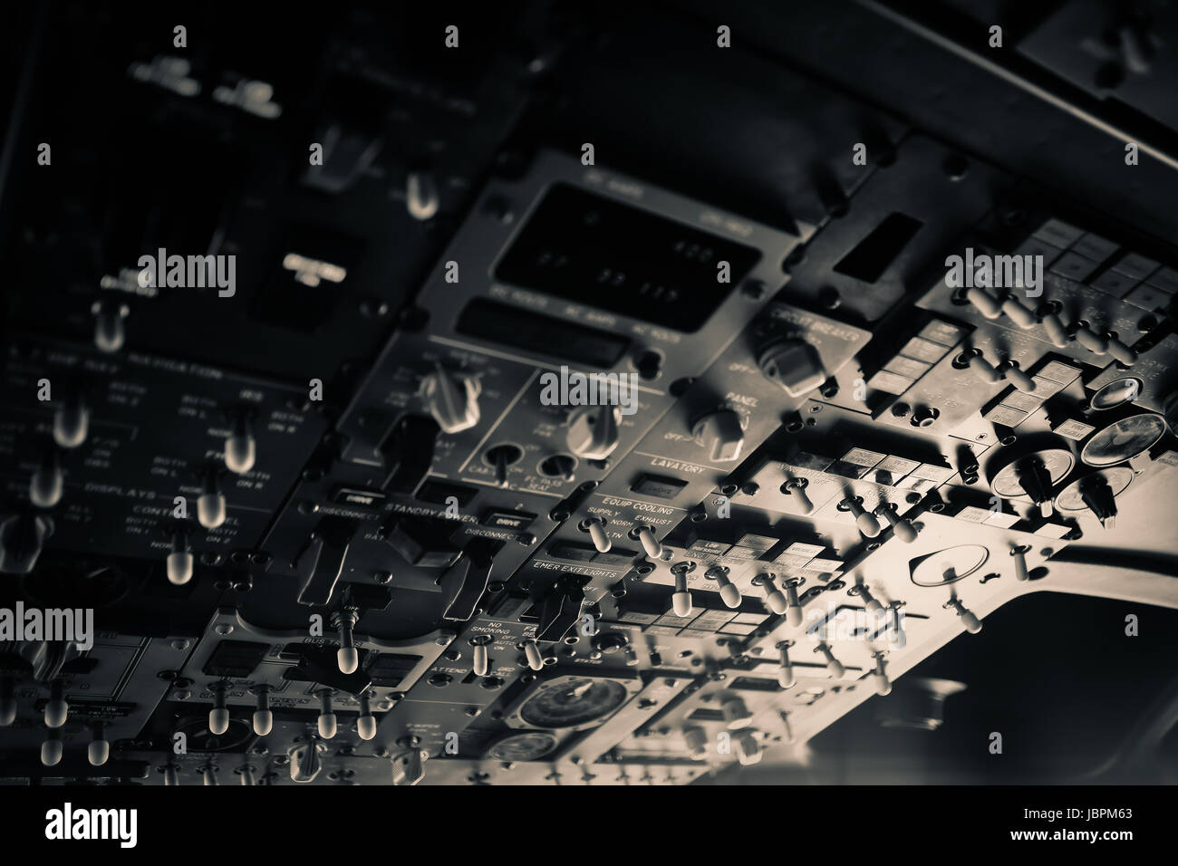 The pilots' control panel inside a passenger airplane Stock Photo - Alamy