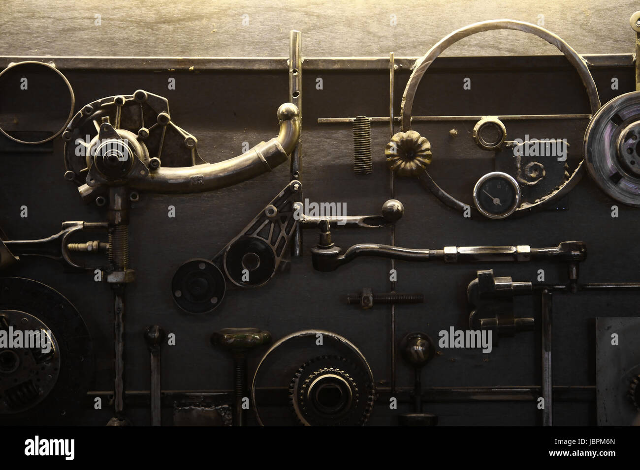 Close-up shot of an arrangement of various car parts Stock Photo - Alamy