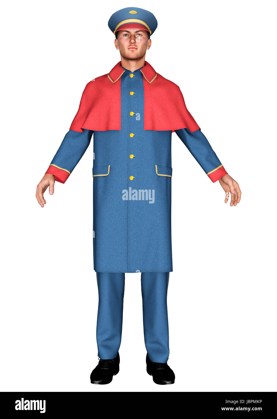 3D digital render of a hotel doorman isolated on white background Stock ...