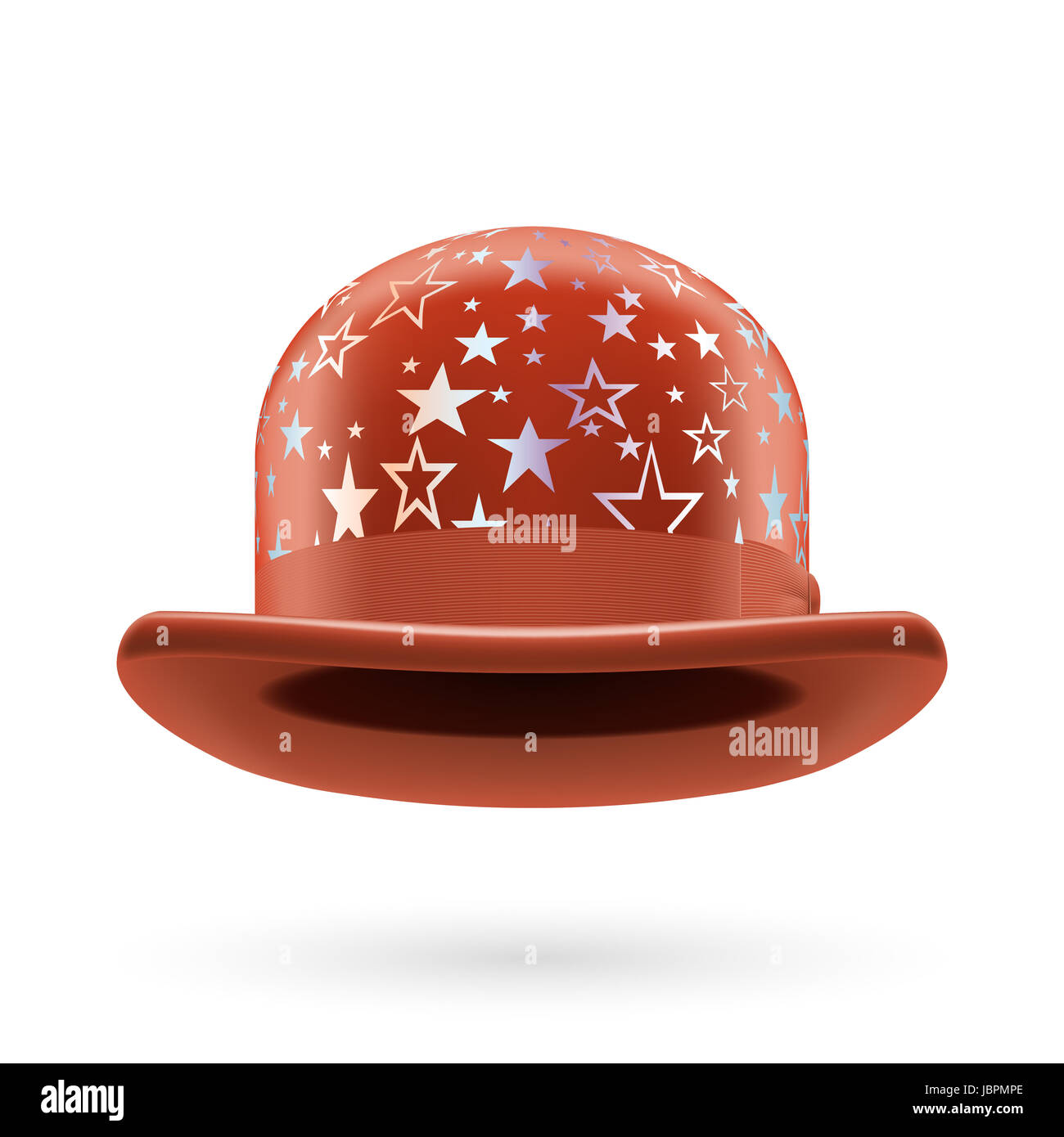Brown round bowler hat with silver glistening stars Stock Photo - Alamy