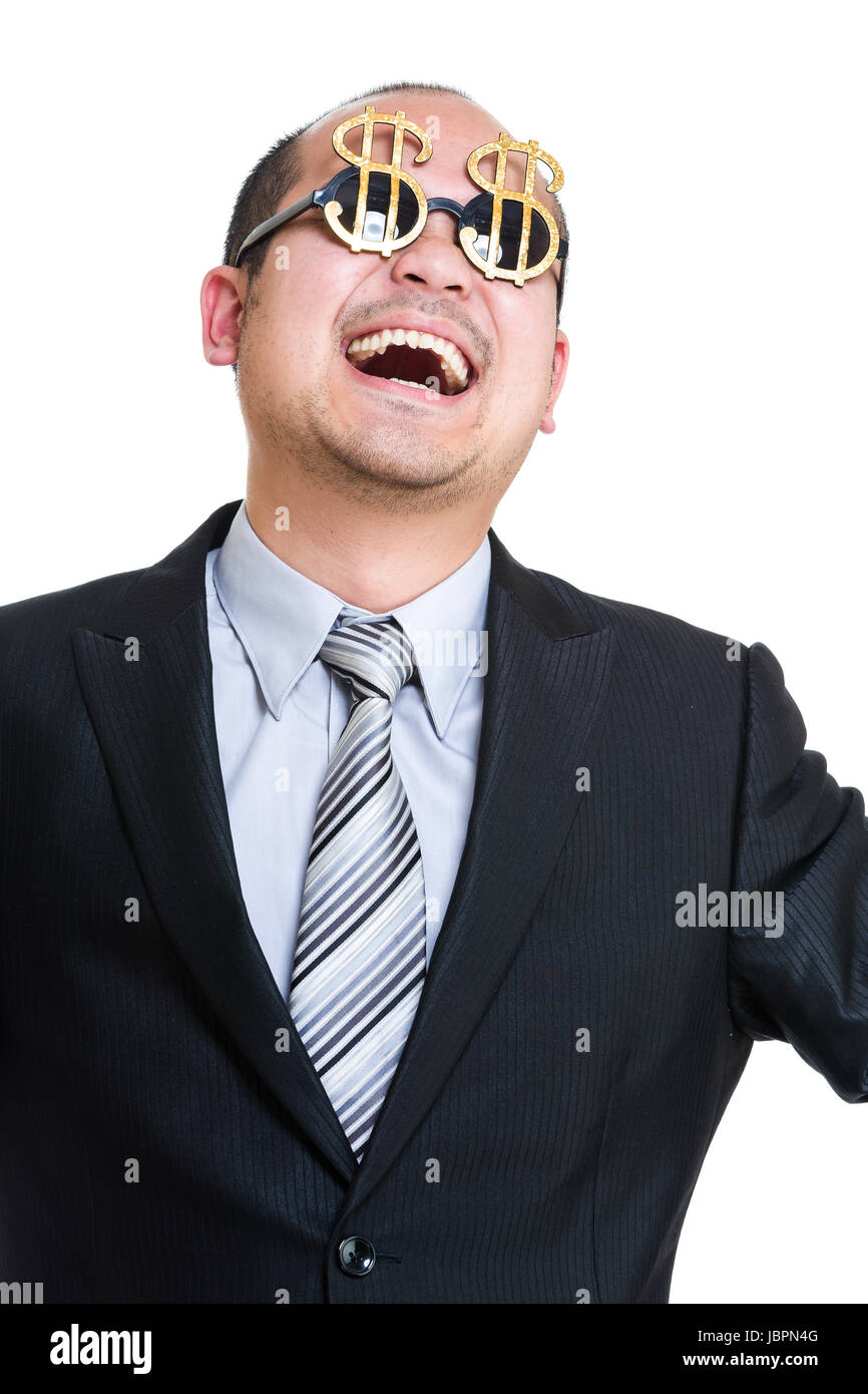 Business man with dollar sign glasses Stock Photo - Alamy