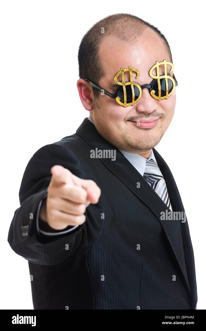 Millionaire pointing to front Stock Photo - Alamy