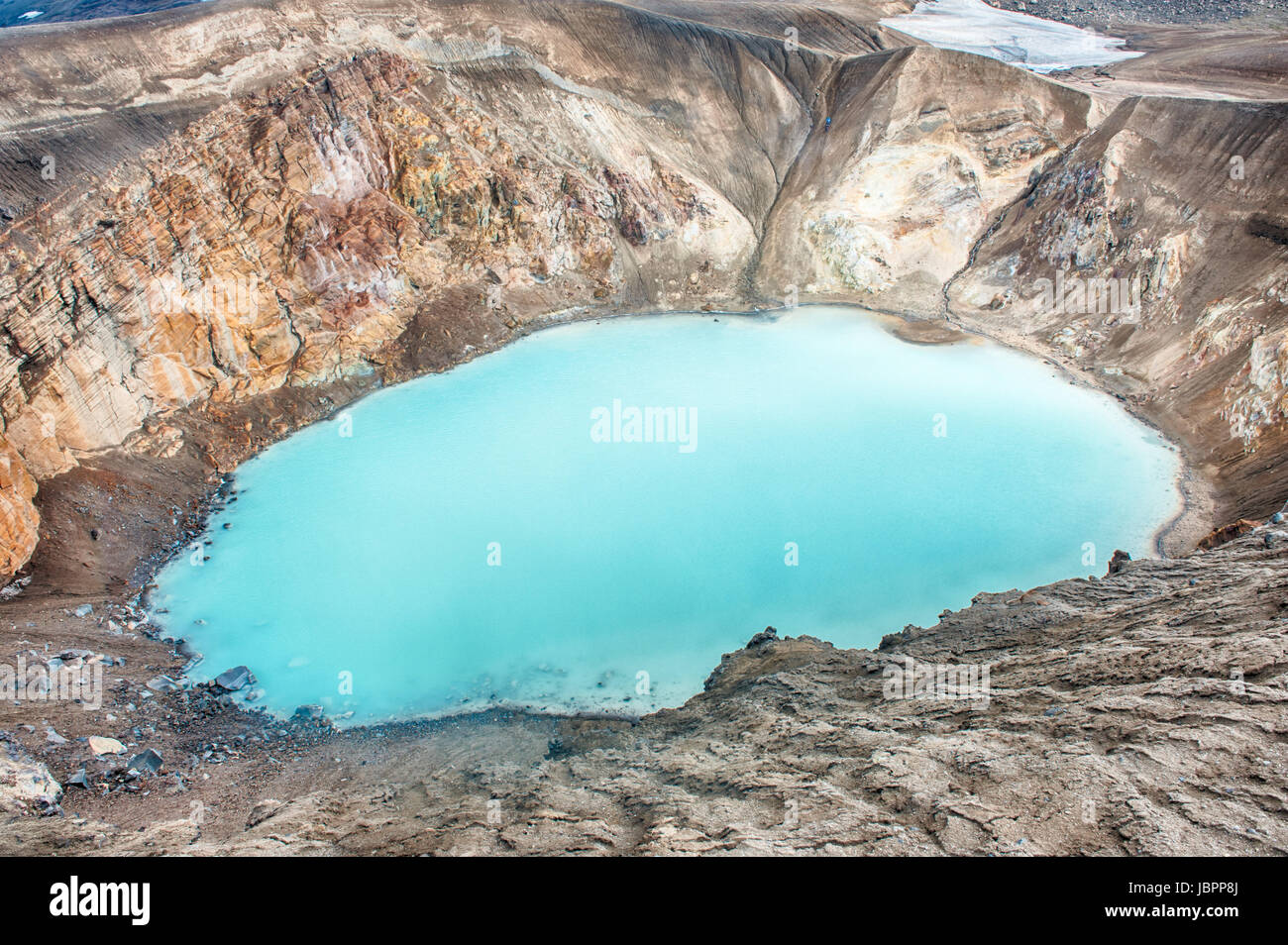 Giant volcano Askja offers a view at two crater lakes. The smaller ...