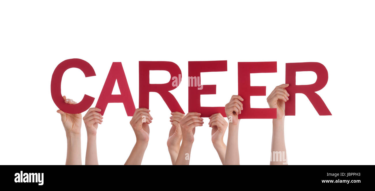 Many People Holding the Red Word Caree, Isolated Stock Photo - Alamy