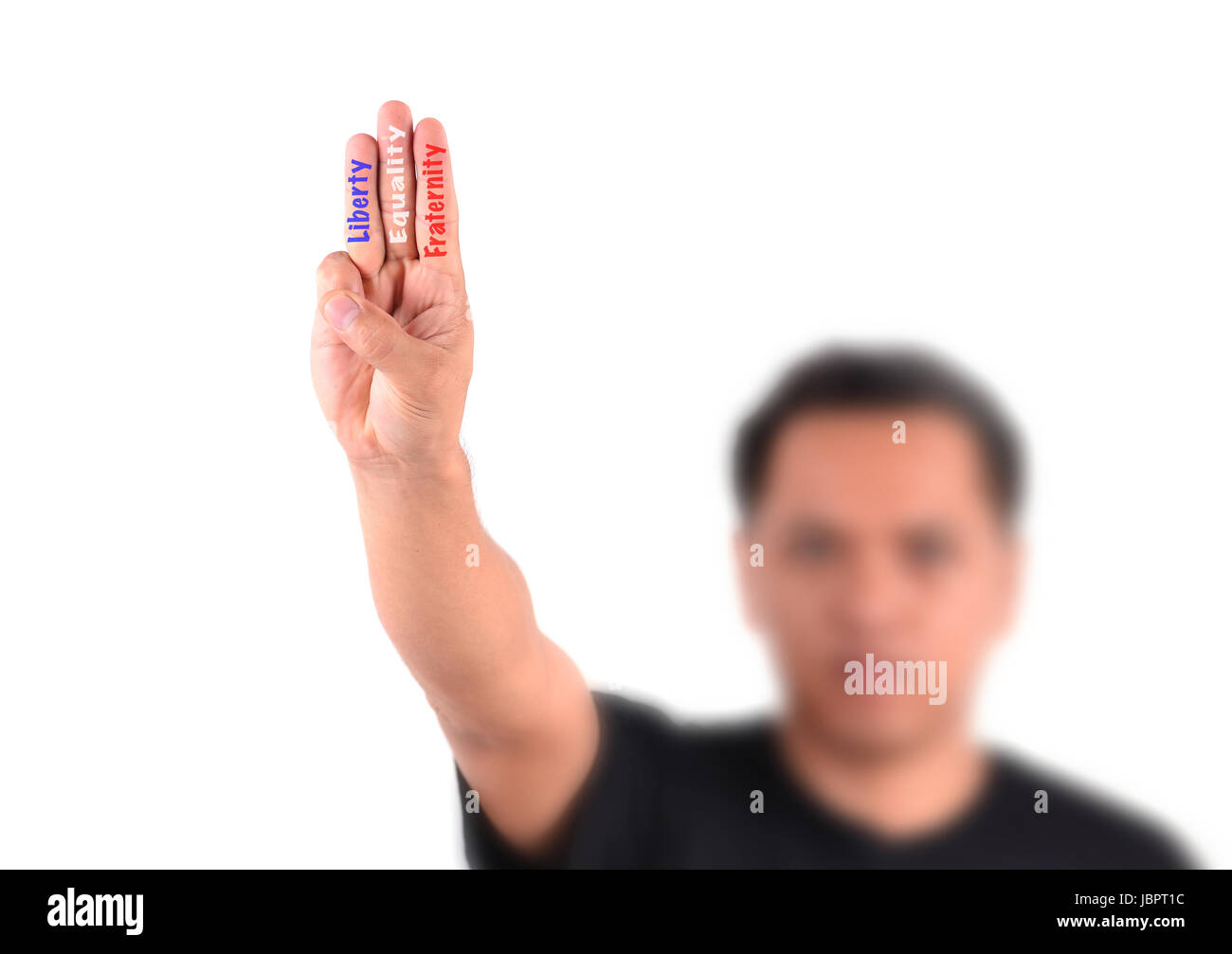 man show 3 finger for anti dictator in thailand Stock Photo - Alamy