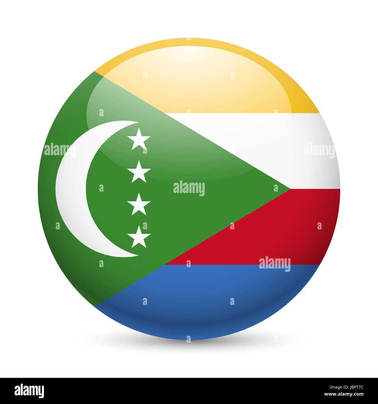 A round badge in the colours of The Comoros islands flag Stock Photo ...