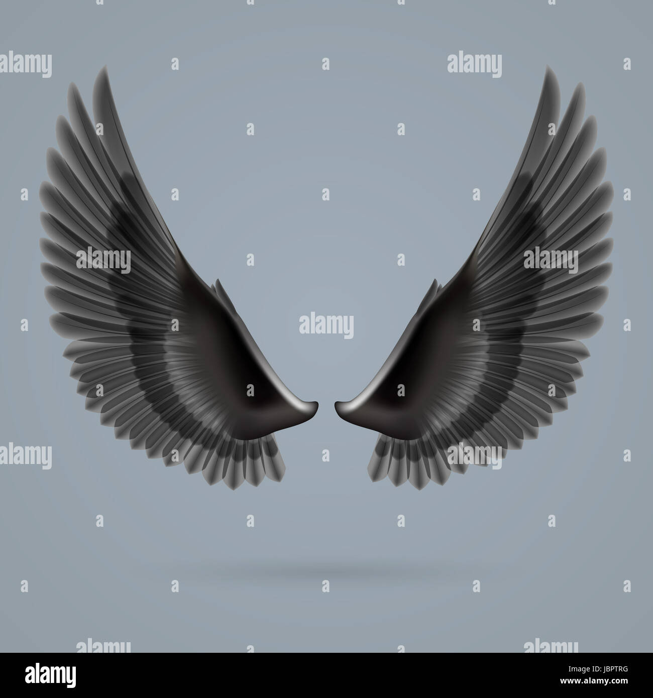 Inspiring black wings up drawn separately on a gray background Stock ...