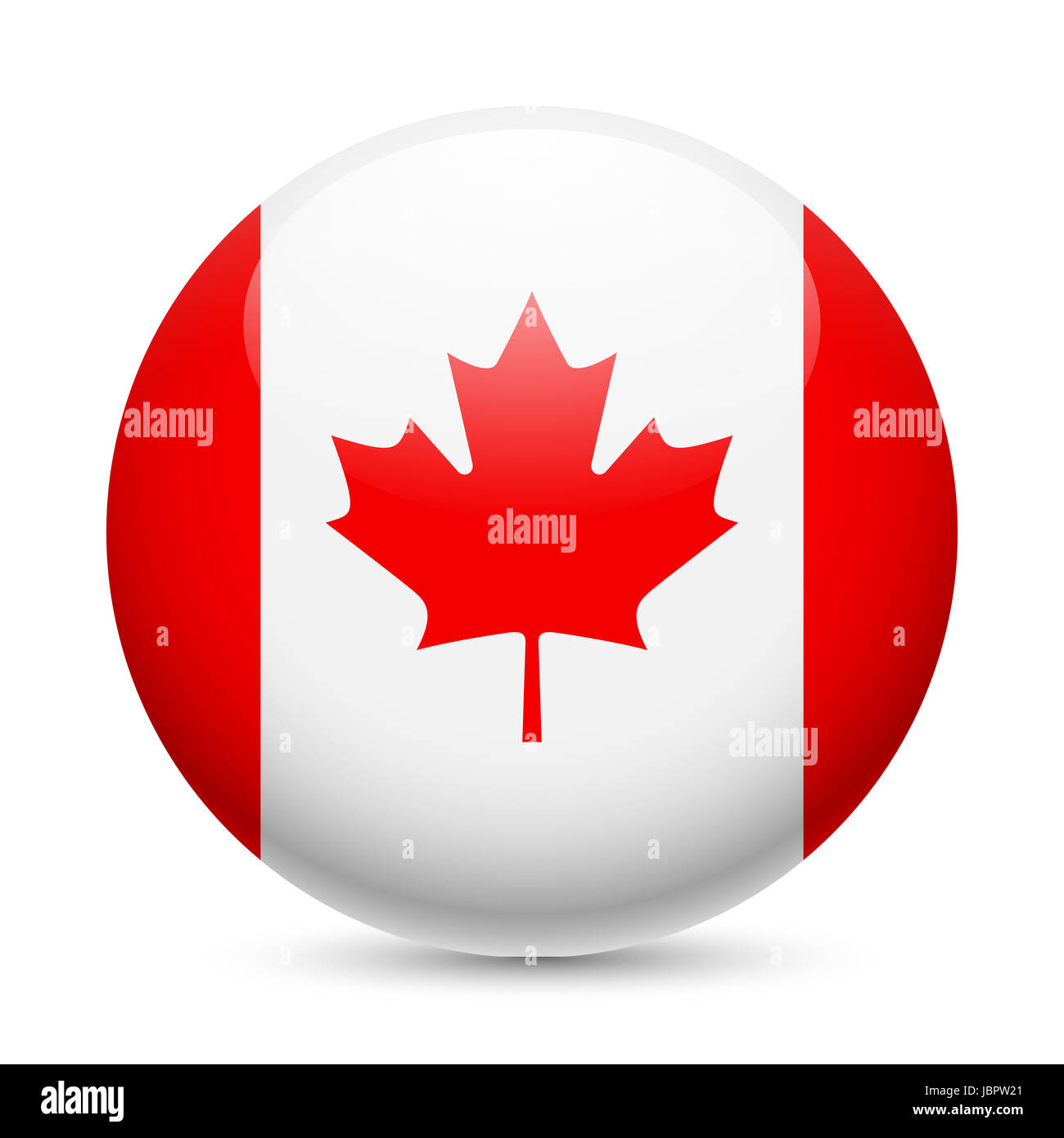 Flag of Canada as round glossy icon. Button with Canadian flag Stock ...