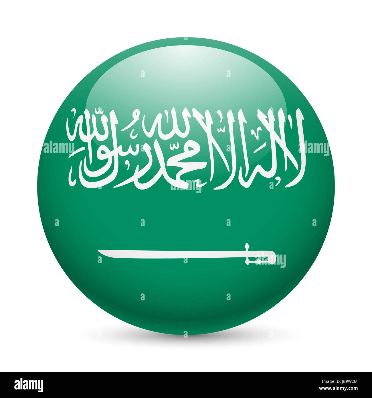 Flag of Saudi Arabia as round glossy icon. Button with flag design ...
