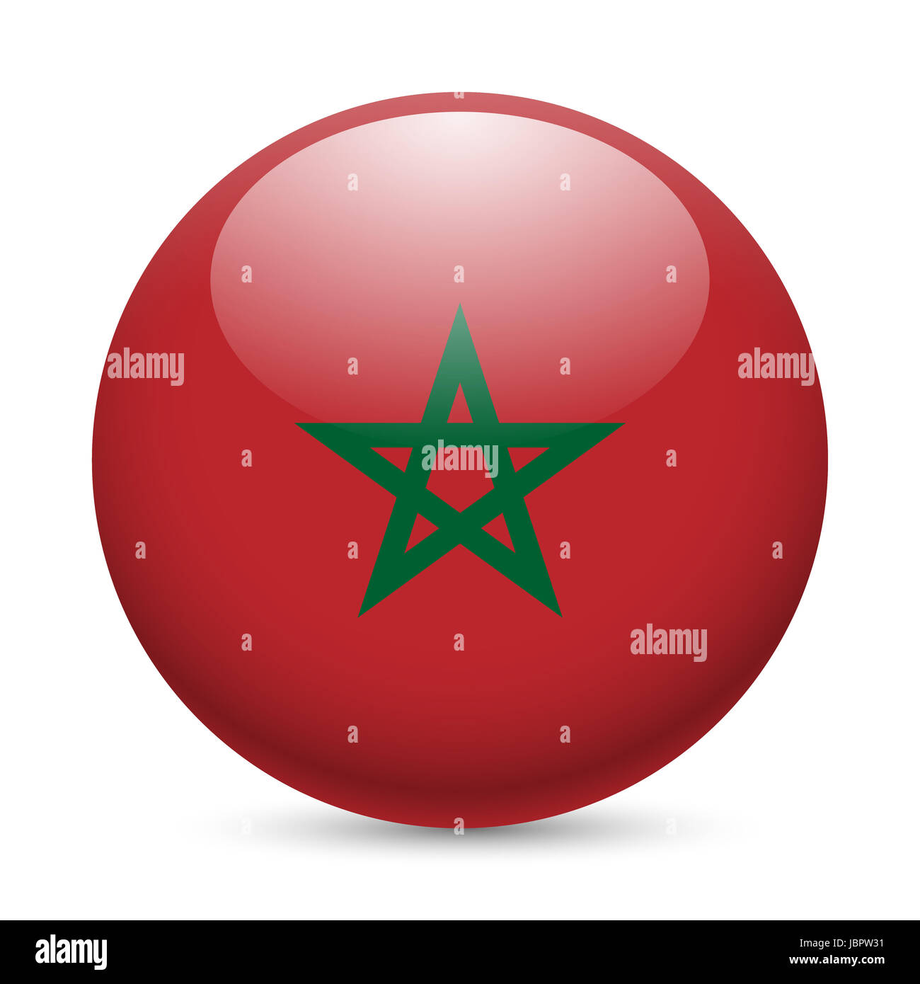 Flag of Morocco as round glossy icon. Button with Moroccan flag Stock ...