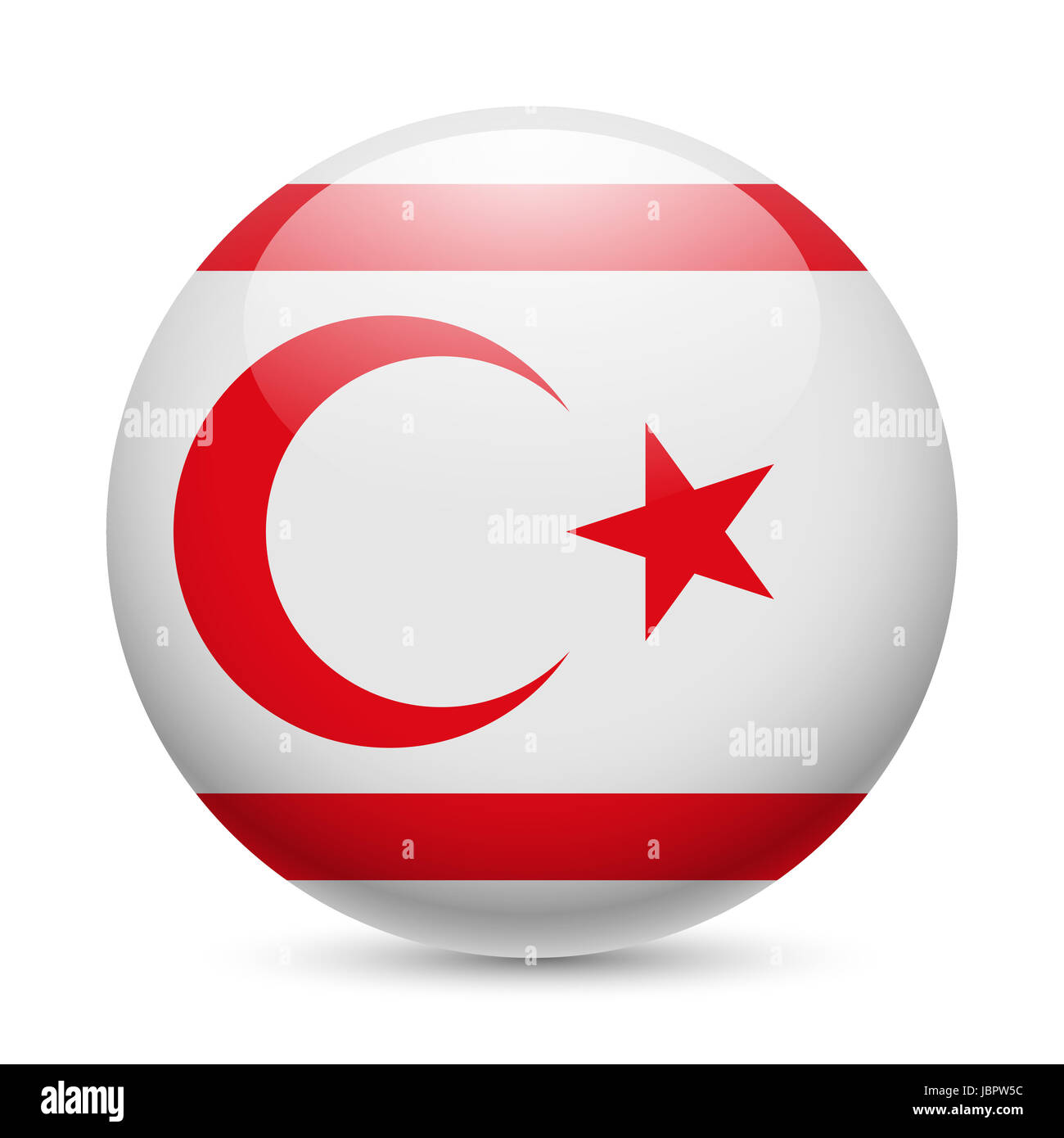 Flag of Northern Cyprus as round glossy icon. Button with flag design ...