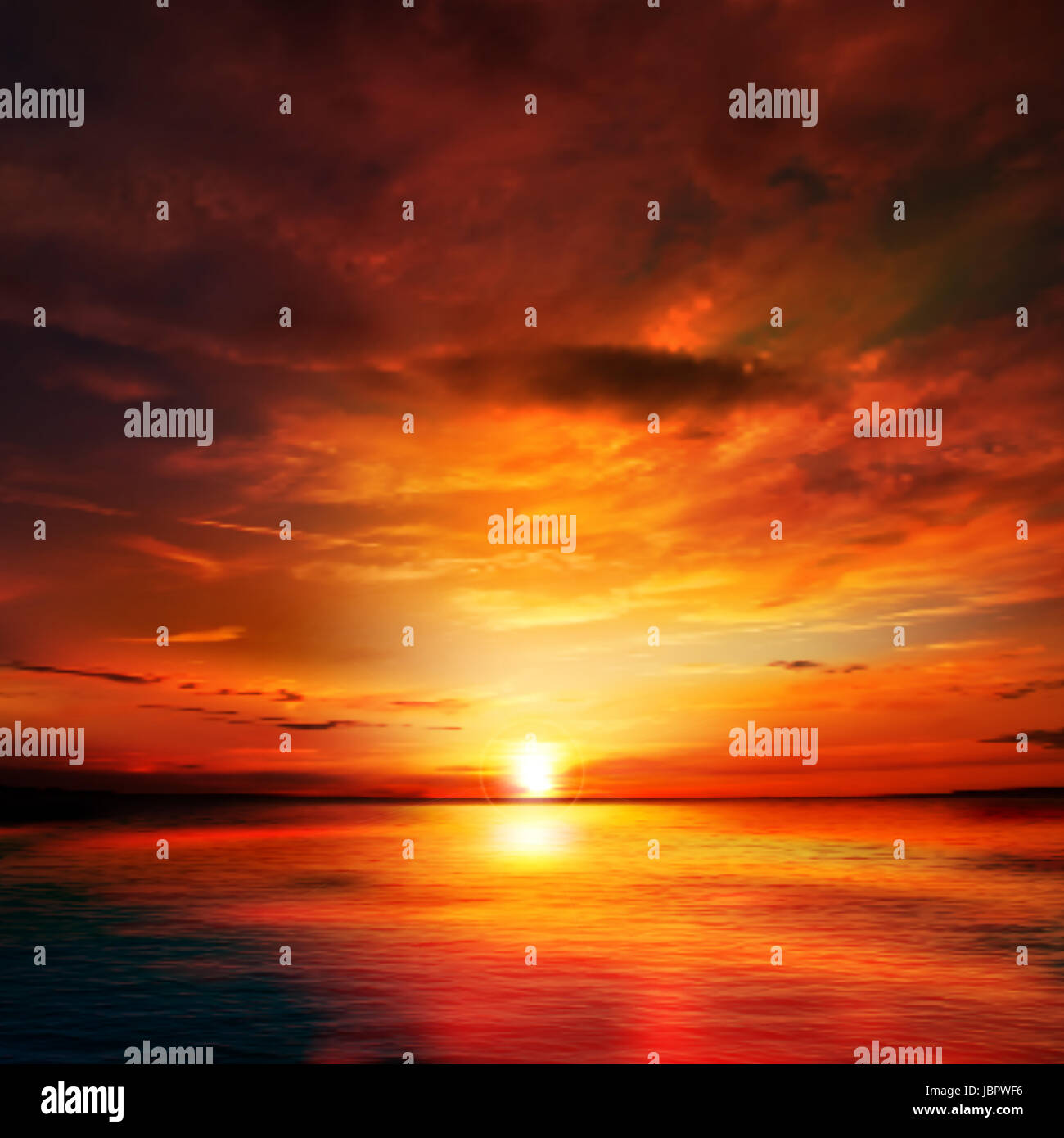 abstract nature background with red sunset and ocean Stock Photo - Alamy
