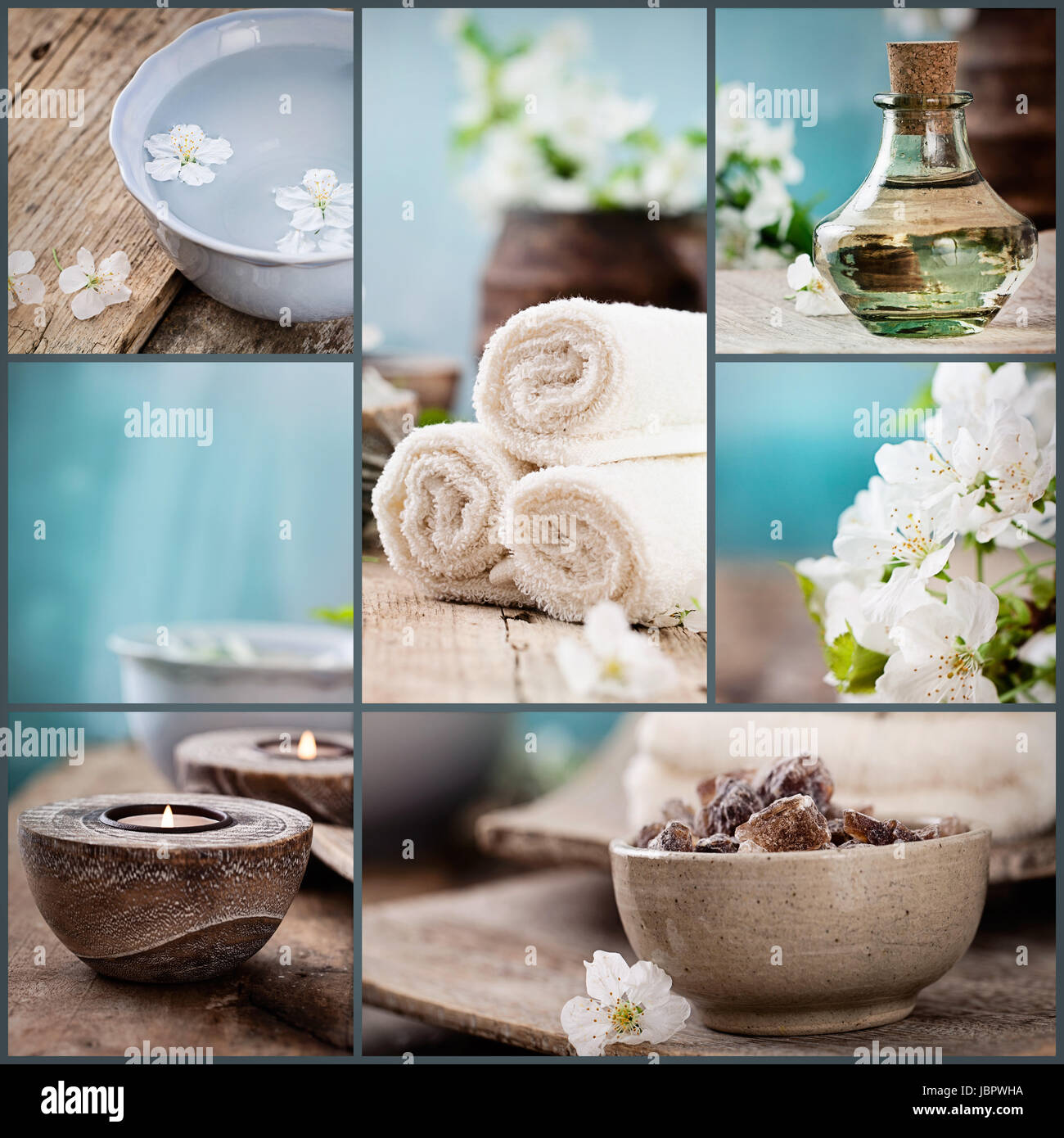 Spa collage series. Spa collage made of five images. Floral water ...