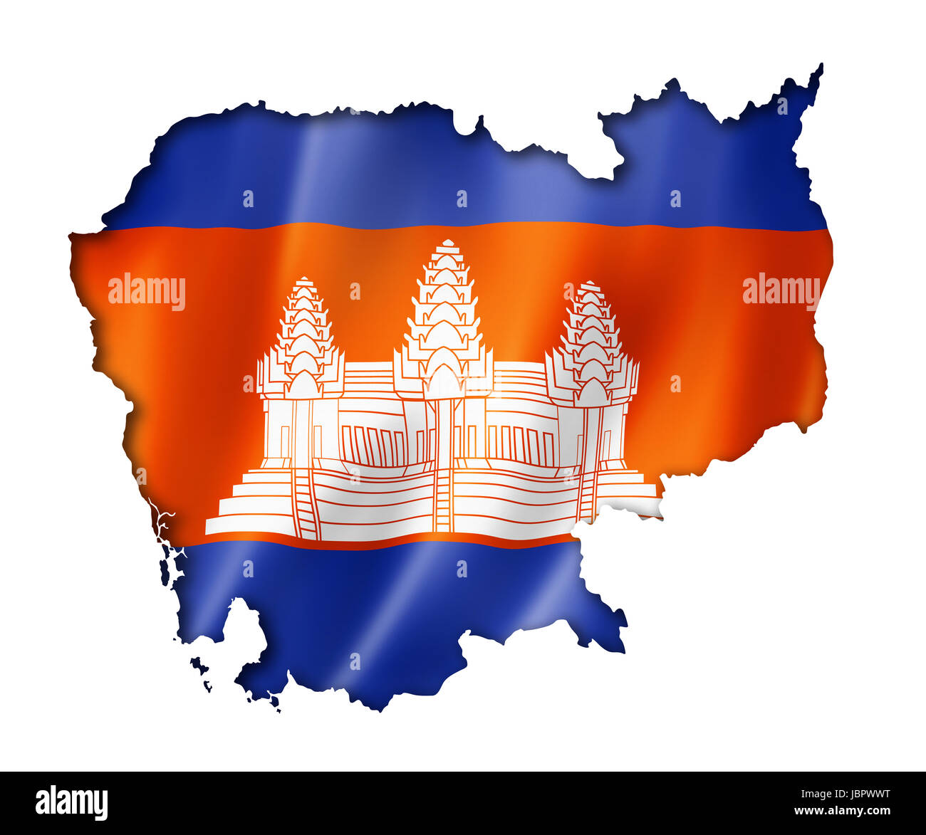 Cambodia flag map, three dimensional render, isolated on white Stock ...