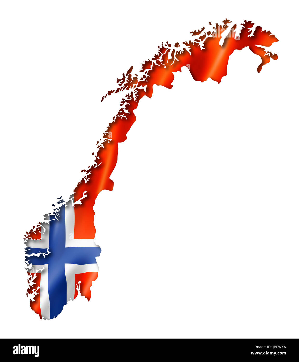 Norway flag map, three dimensional render, isolated on white Stock ...