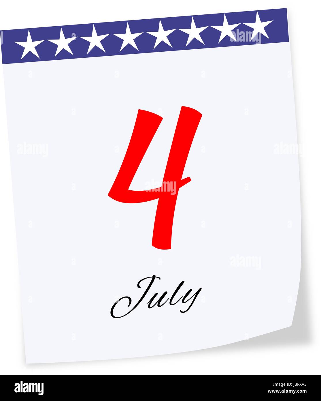 Calendar page with date Independence Day on July 4th Stock Photo - Alamy