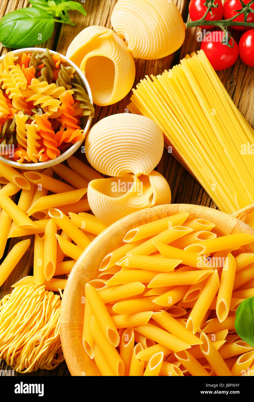 Various types of dried pasta Stock Photo - Alamy