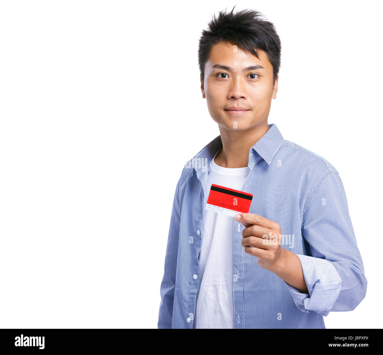 Man show credit card Stock Photo - Alamy