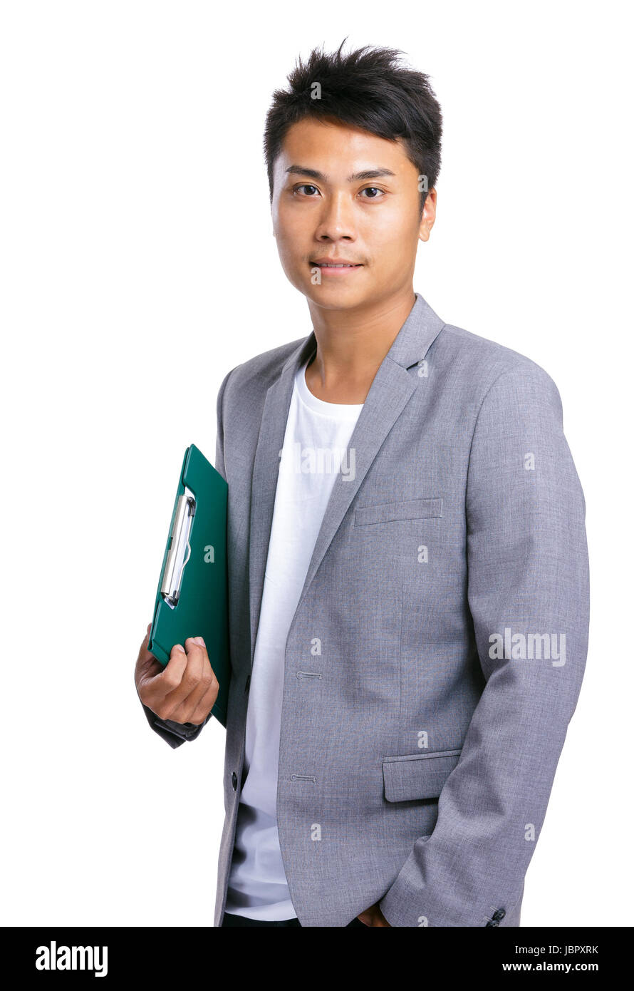 Asian business man hold clipboard Stock Photo - Alamy Asian business man hold clipboard Stock Photo - Alamy