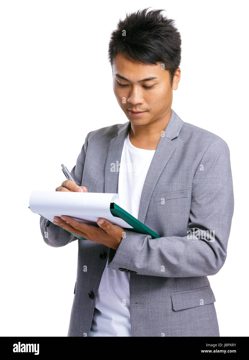 Business man writ on clipboard Stock Photo - Alamy