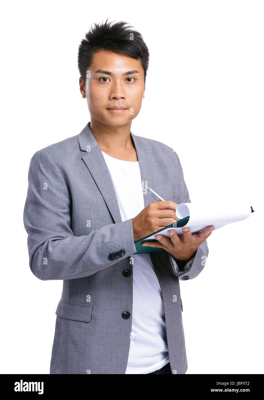 Business man take note on clipboard Stock Photo - Alamy