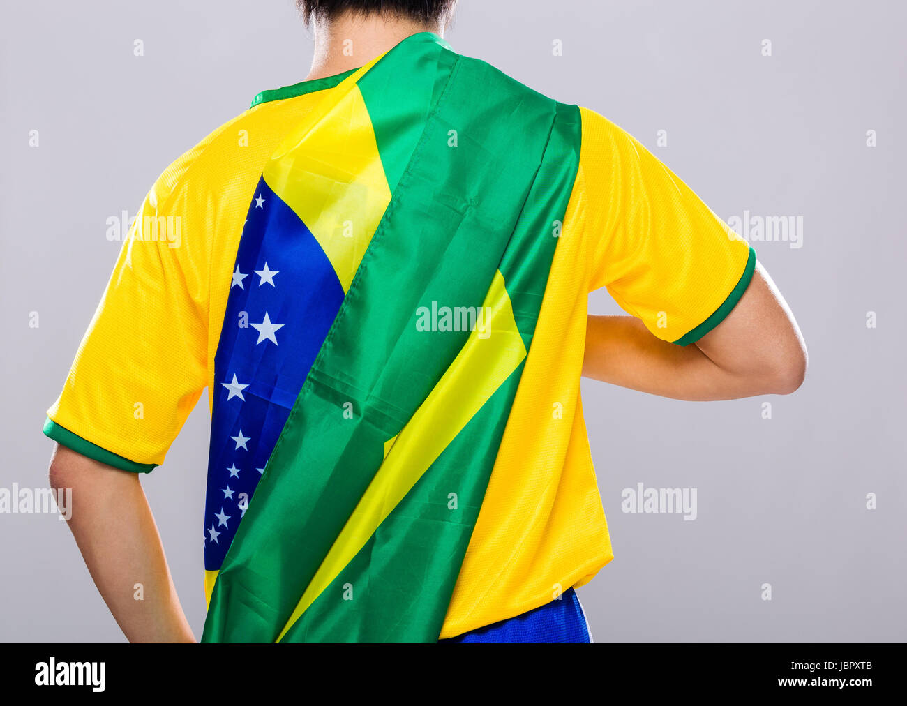Sport man with Brazil flag Stock Photo - Alamy