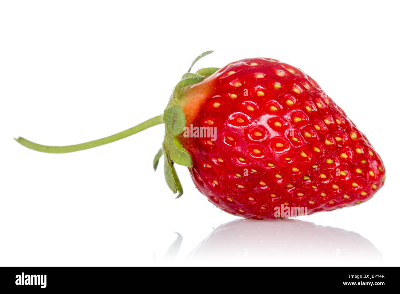 Red strawberry with reflection on white background Stock Photo - Alamy