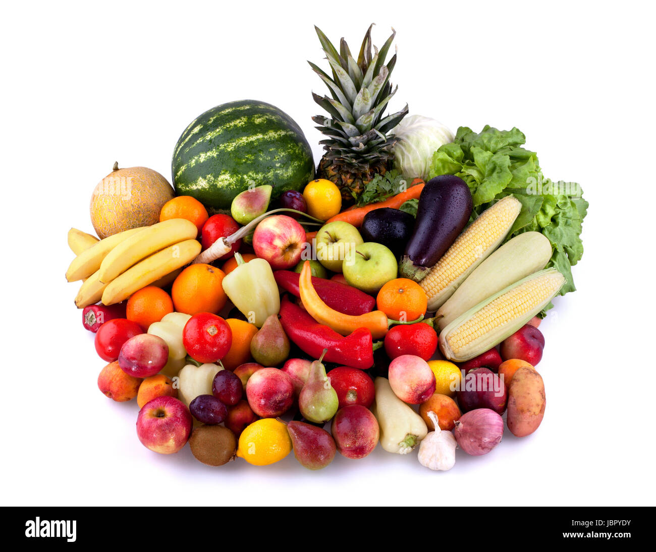 Collection of fruits and vegetables isolated on white background Stock ...