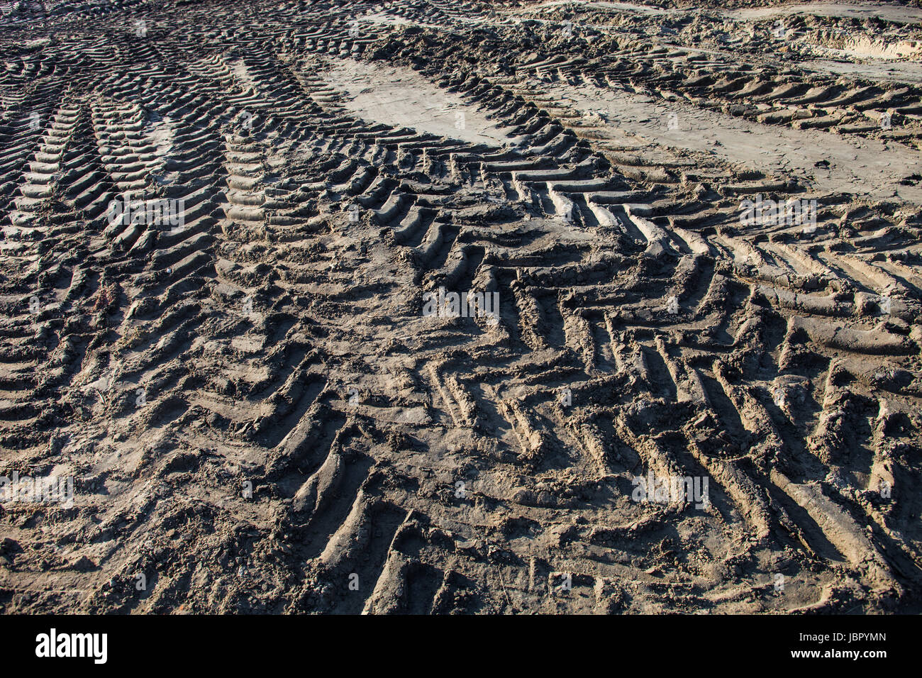 Wheel tracks on the ground Stock Photo - Alamy