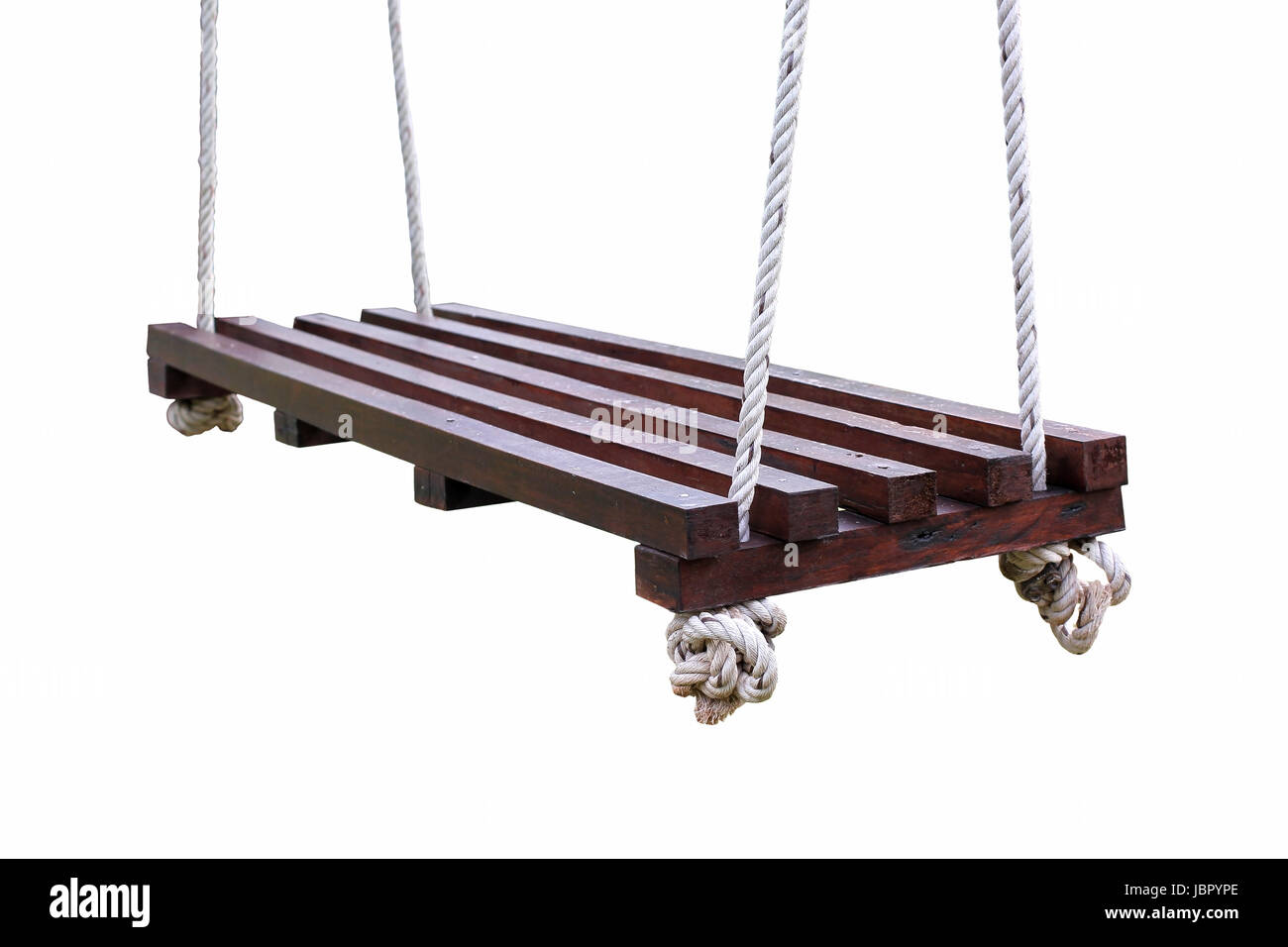 empty wooden swing isolated on white background Stock Photo - Alamy