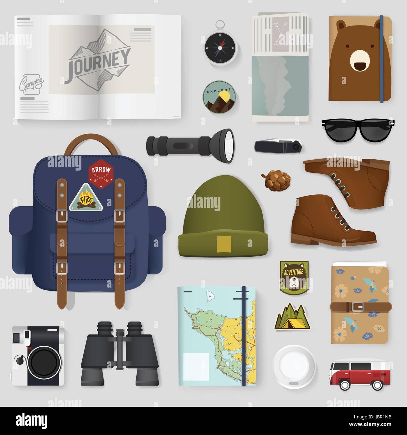 Mixed Set of Travel Packing Stuff Illustration Vector Stock Vector ...