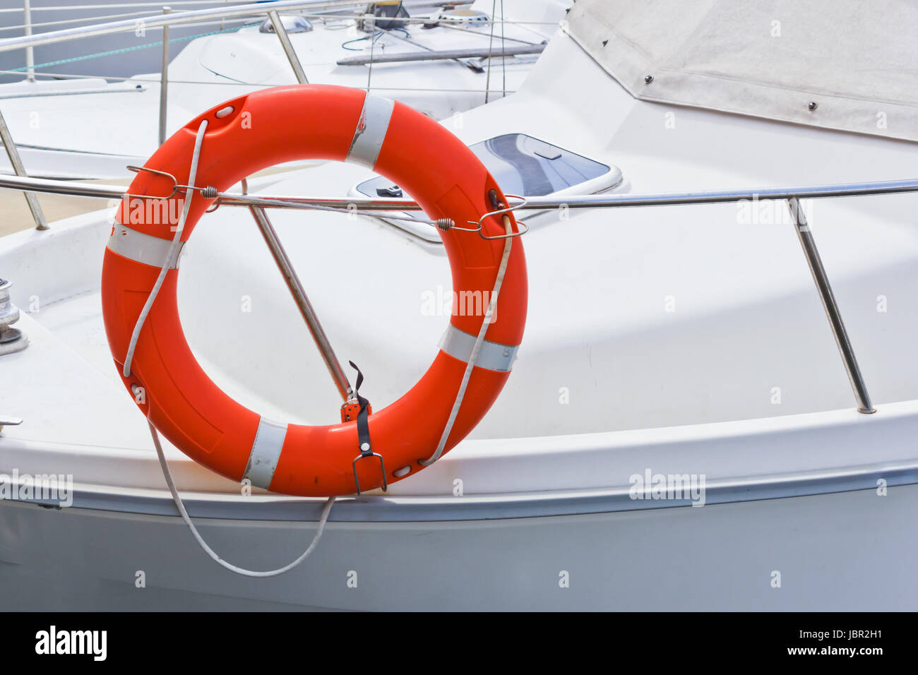 life buoy on boat Stock Photo - Alamy