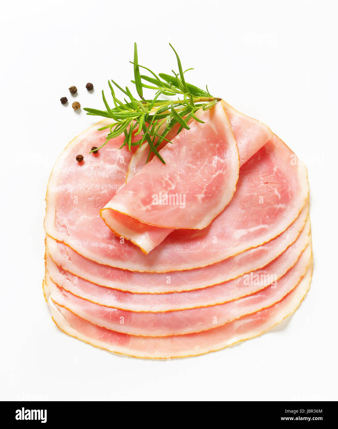 Thin slices of cooked ham Stock Photo - Alamy