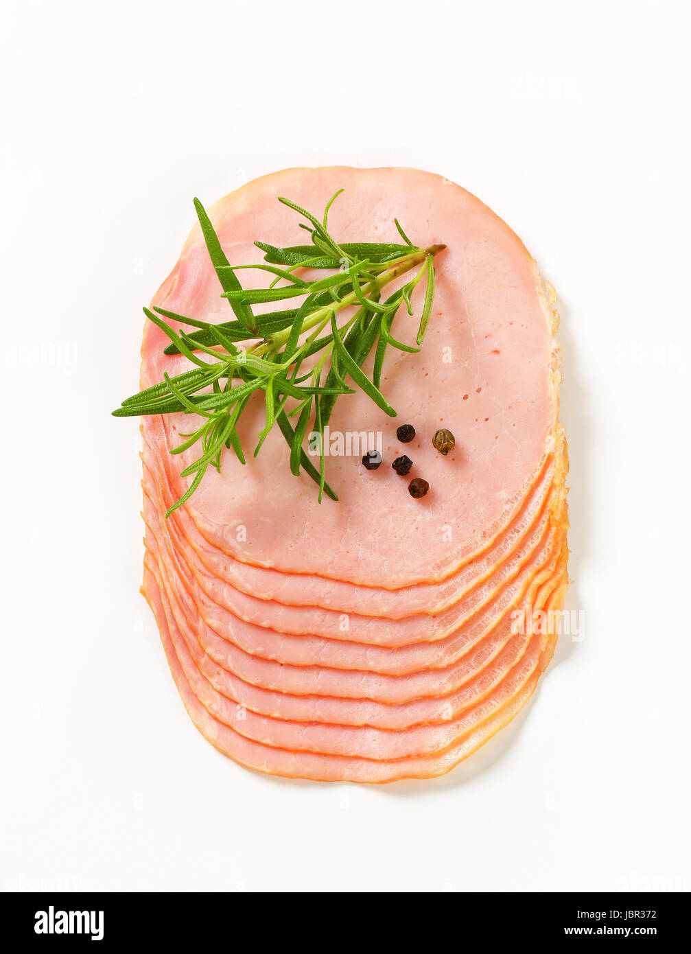Thin slices of cooked ham Stock Photo - Alamy