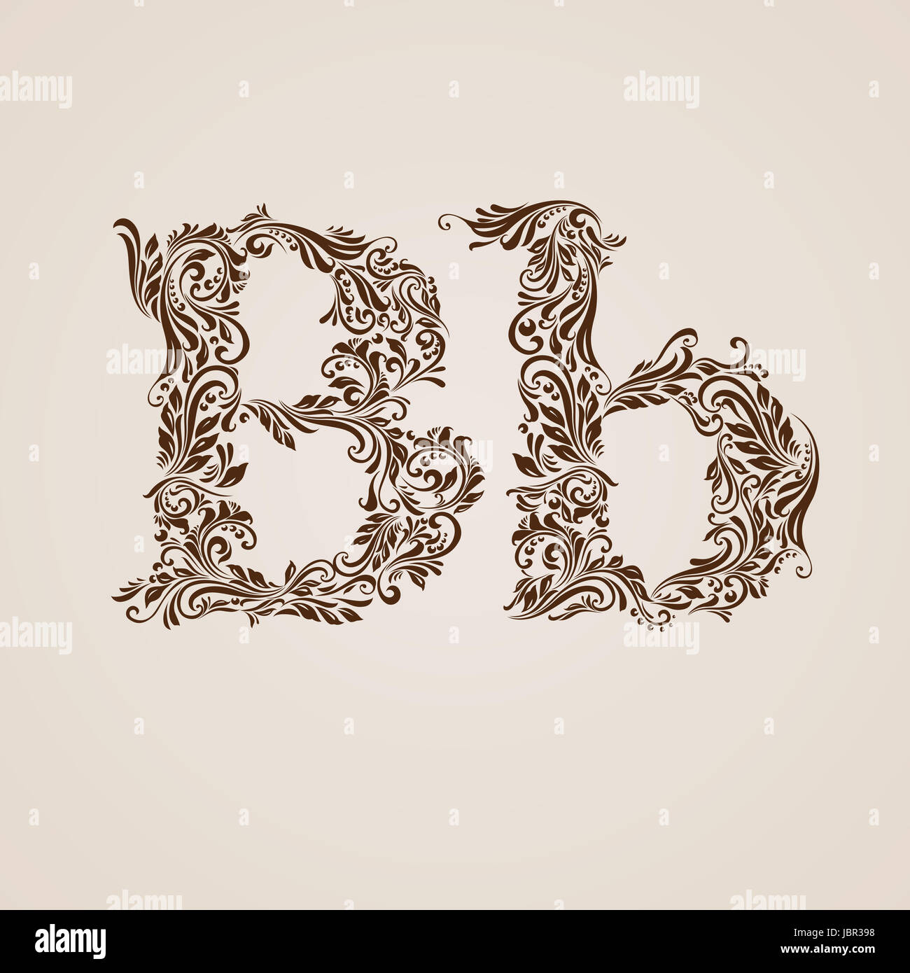 Handsomely decorated letter b in upper and lower case Stock Photo - Alamy